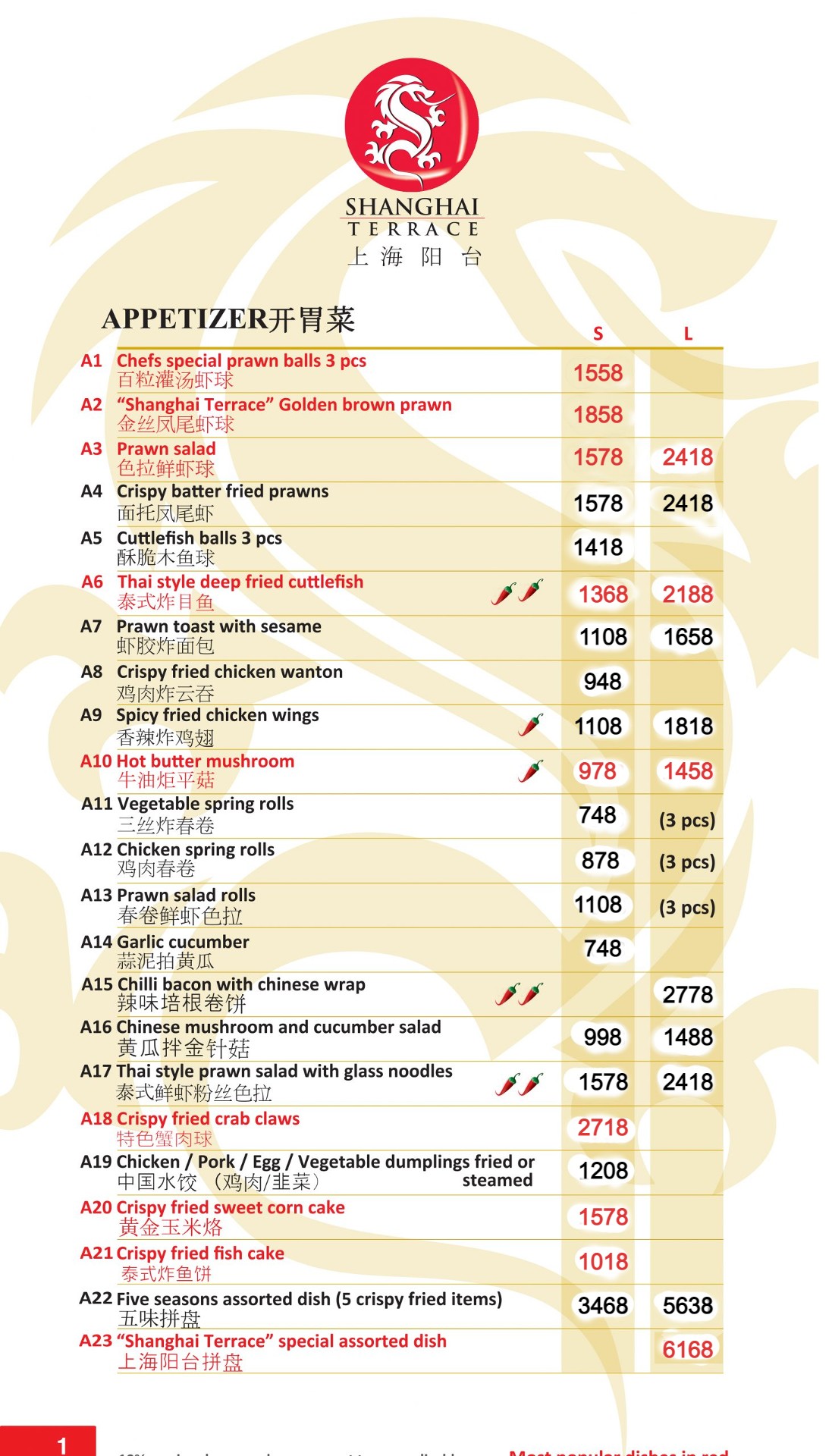 Menus – SHANGHAI TERRACE