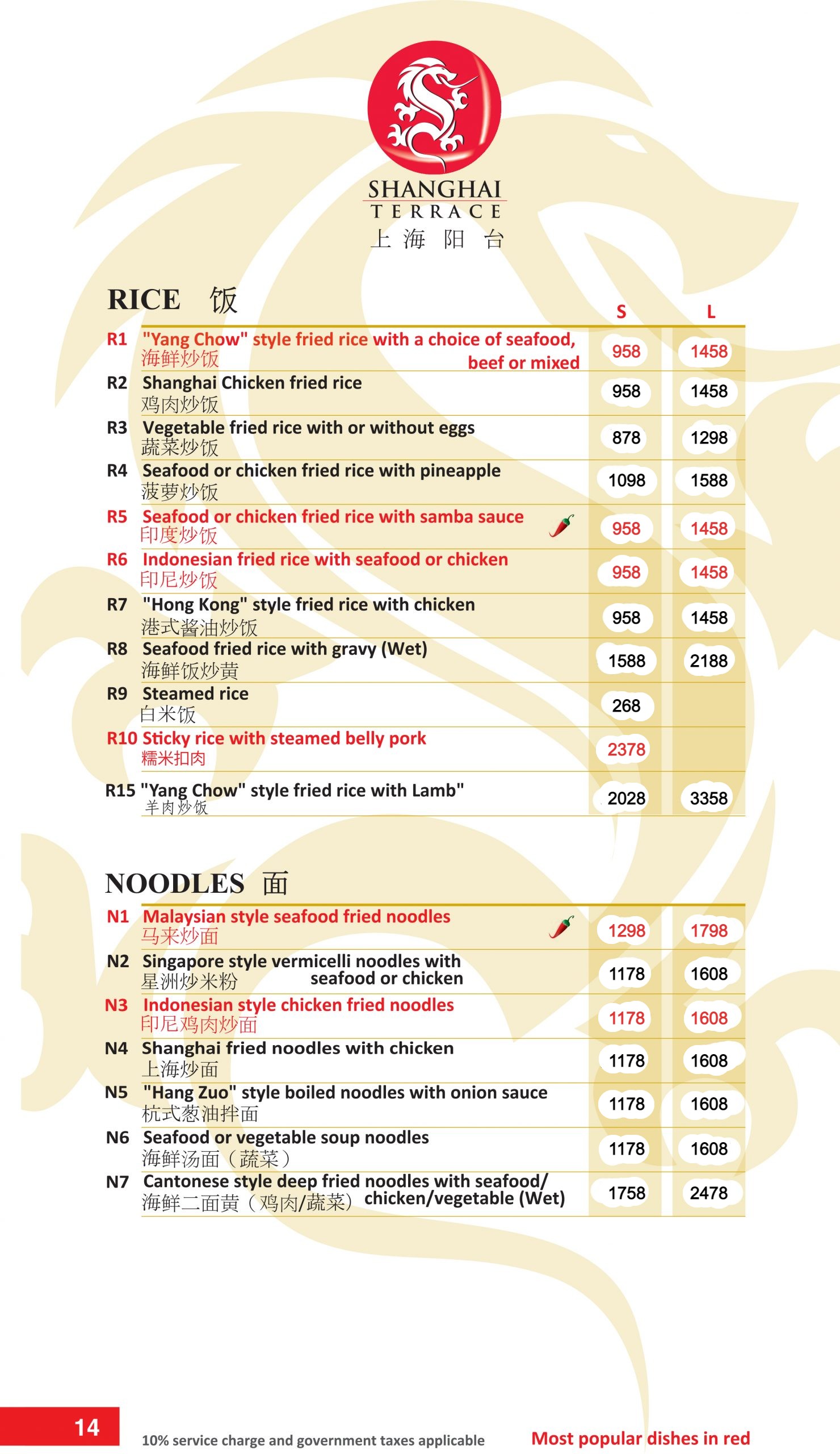 Menus – SHANGHAI TERRACE