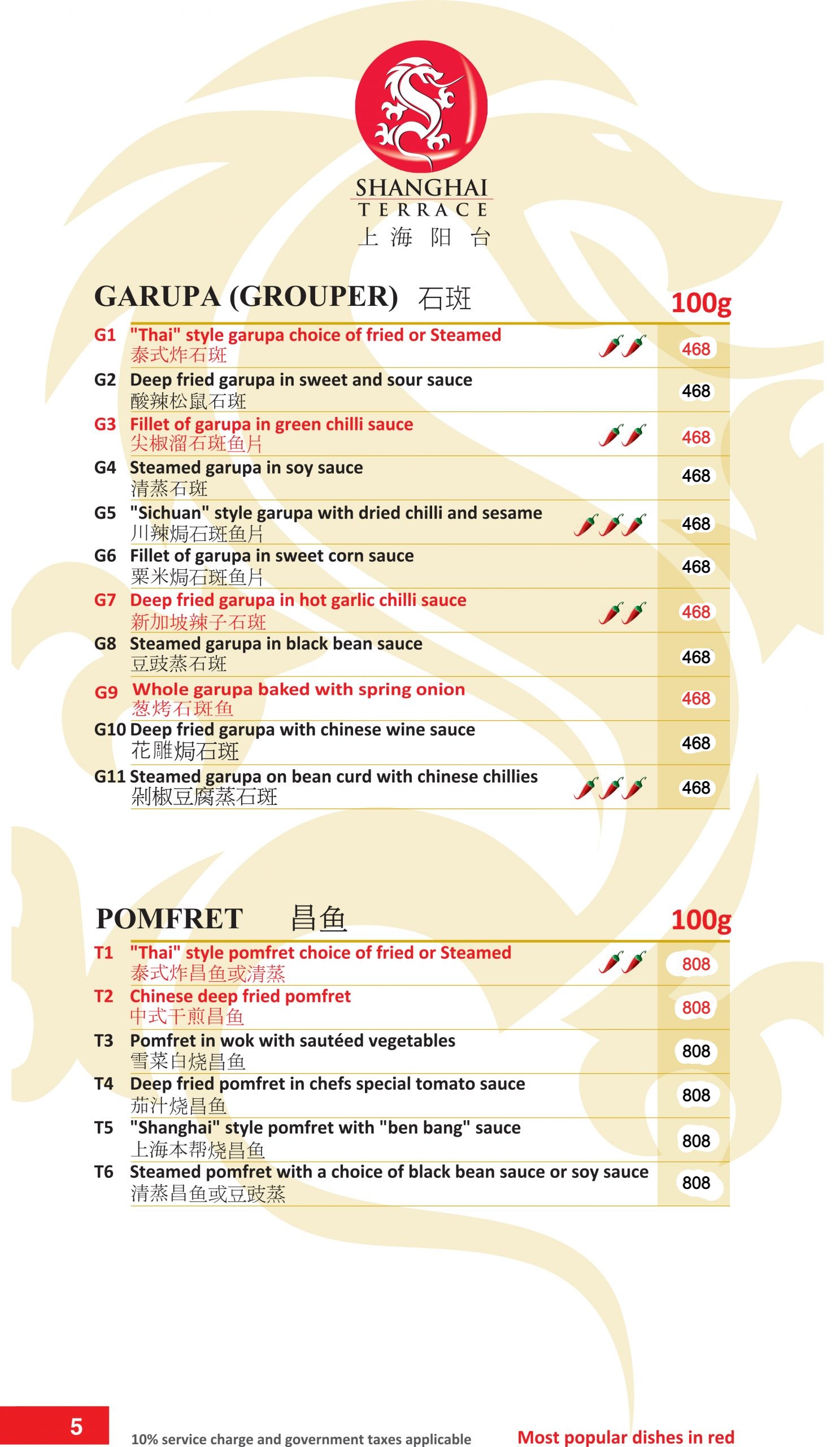 Menus – SHANGHAI TERRACE